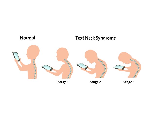 Improper posture symptoms stage text neck Vector Image