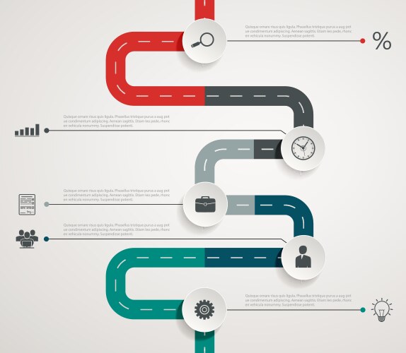 Colorful road infographic timeline with icons Vector Image