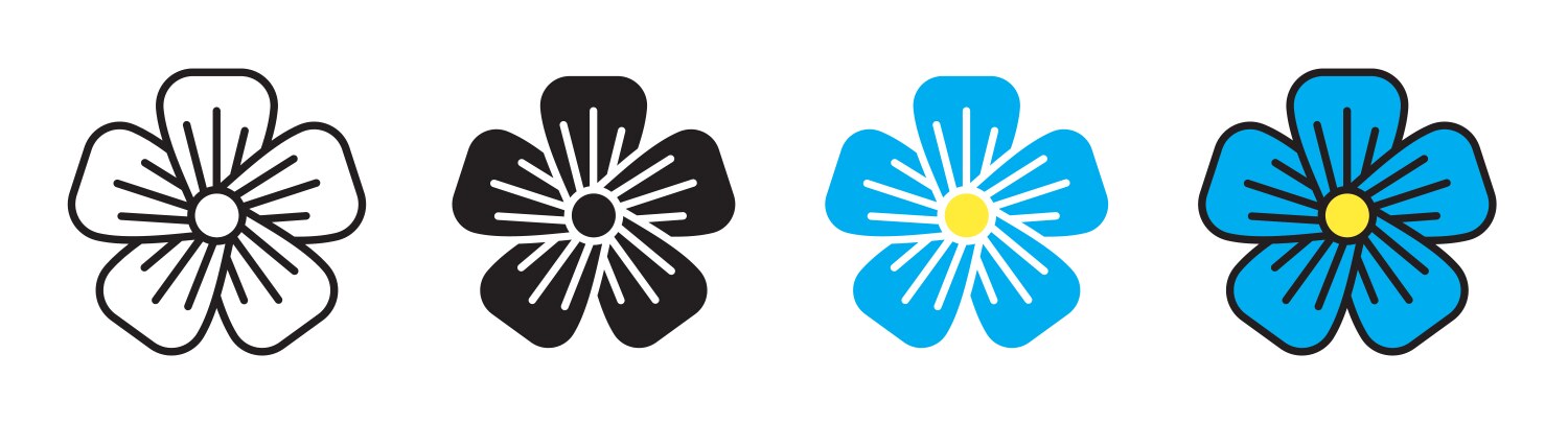 Flax flower icon set flaxseed seed linseed symbol Vector Image