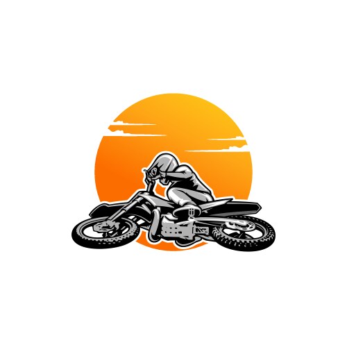 Biker riding adventure motorbike logo Royalty Free Vector