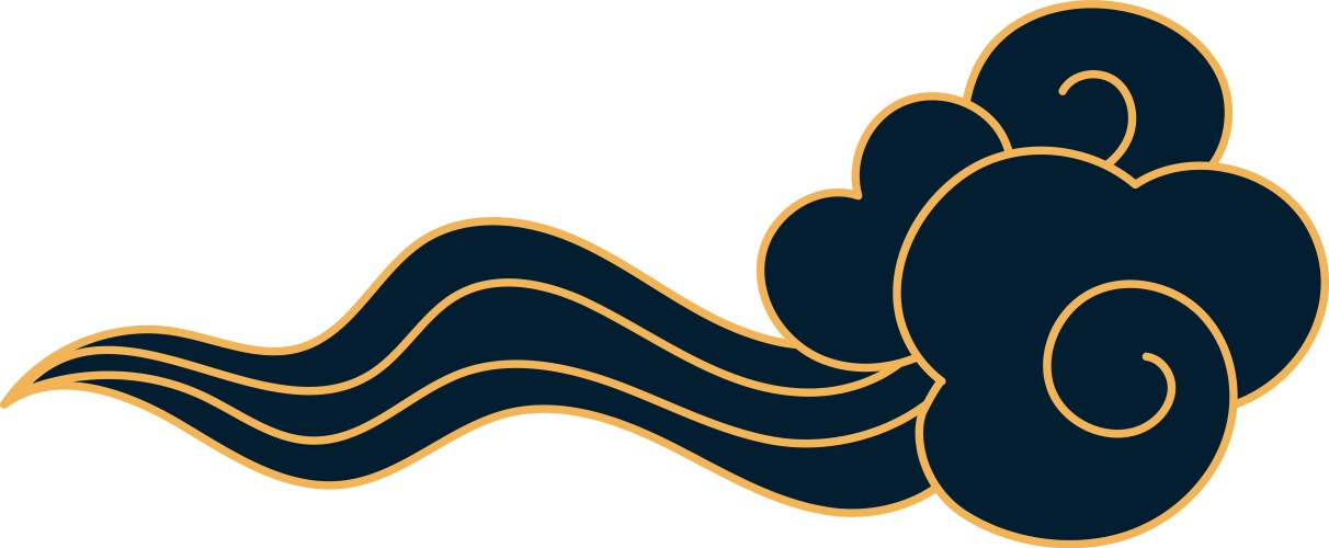 Traditional asian fluffy rounded cloud line art Vector Image