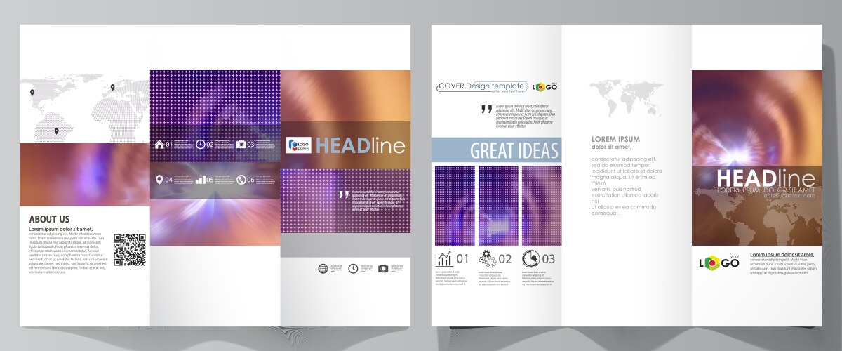 Tri-fold brochure templates on both sides Vector Image