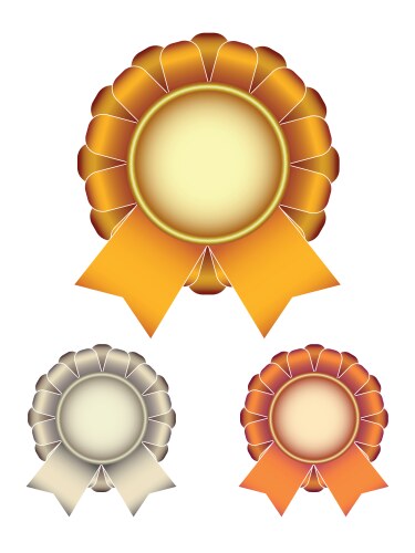 Green ribbon award with gold medal center Vector Image