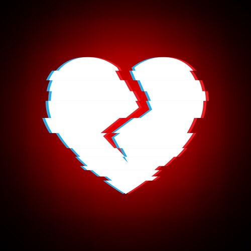 Broken heart neon light icon heartbreak glowing Vector Image