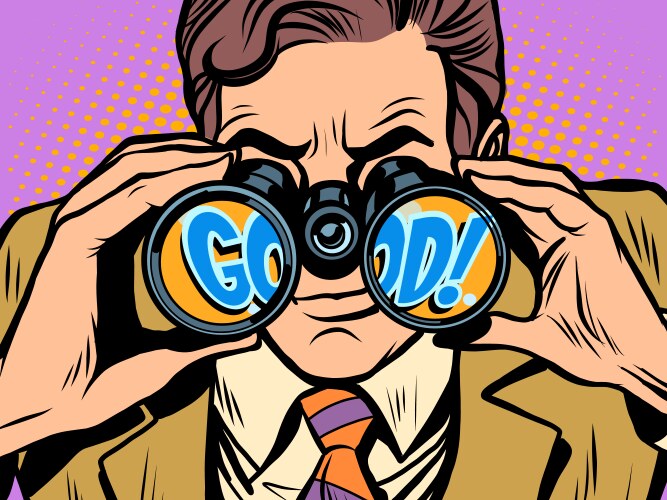 Cartoon man looking through binoculars Royalty Free Vector