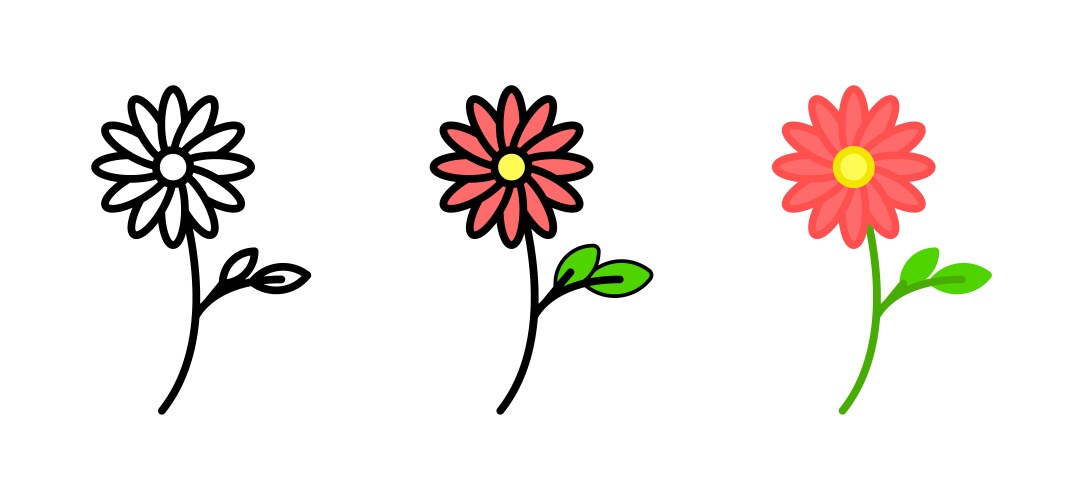 Flower icon set bloom petal spring symbol Vector Image