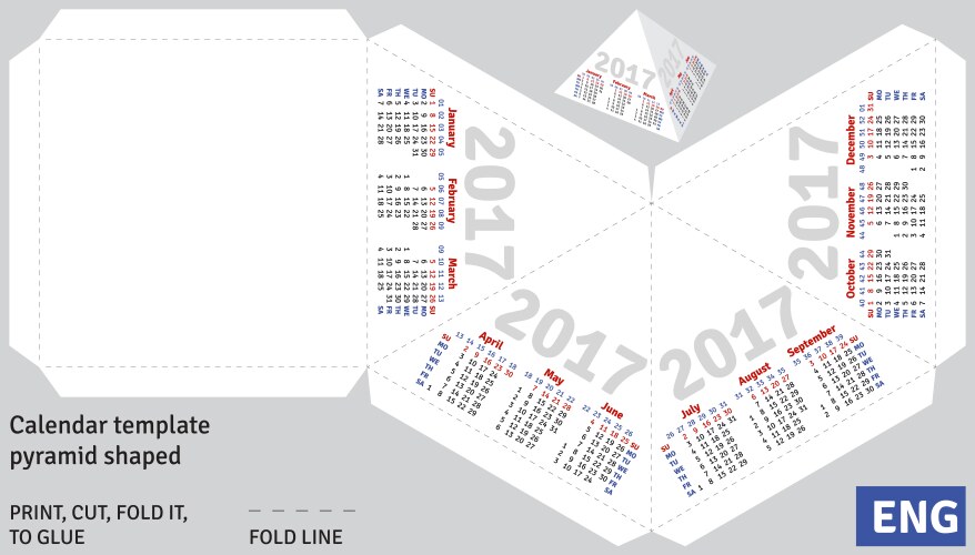 Calendar design english Royalty Free Vector Image