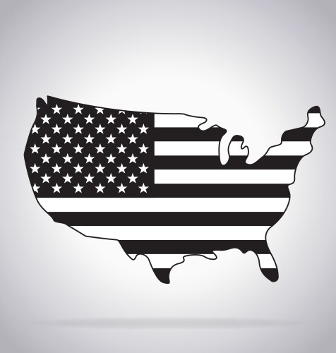 Australia simplified flag map black and white Vector Image