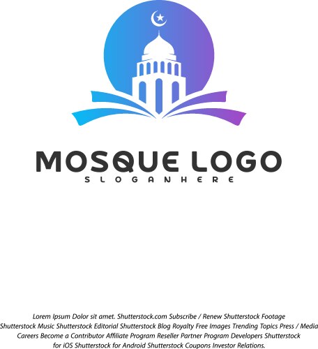 Simple mosque or mushola logo icon line art Vector Image