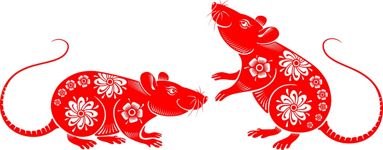 Set cheerful rats rat is a symbol new year Vector Image