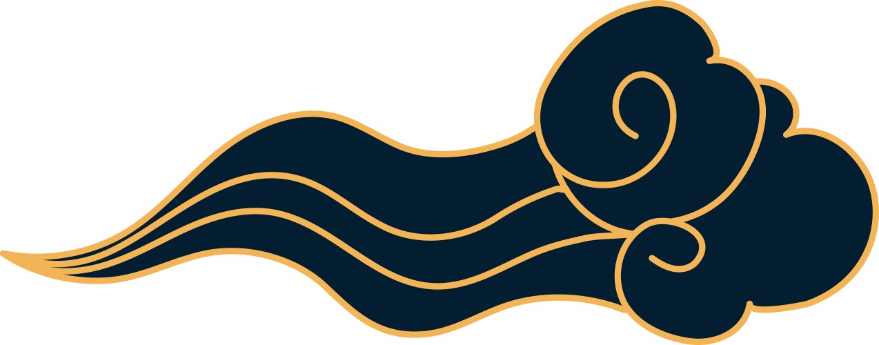 Traditional asian fluffy rounded cloud line art Vector Image