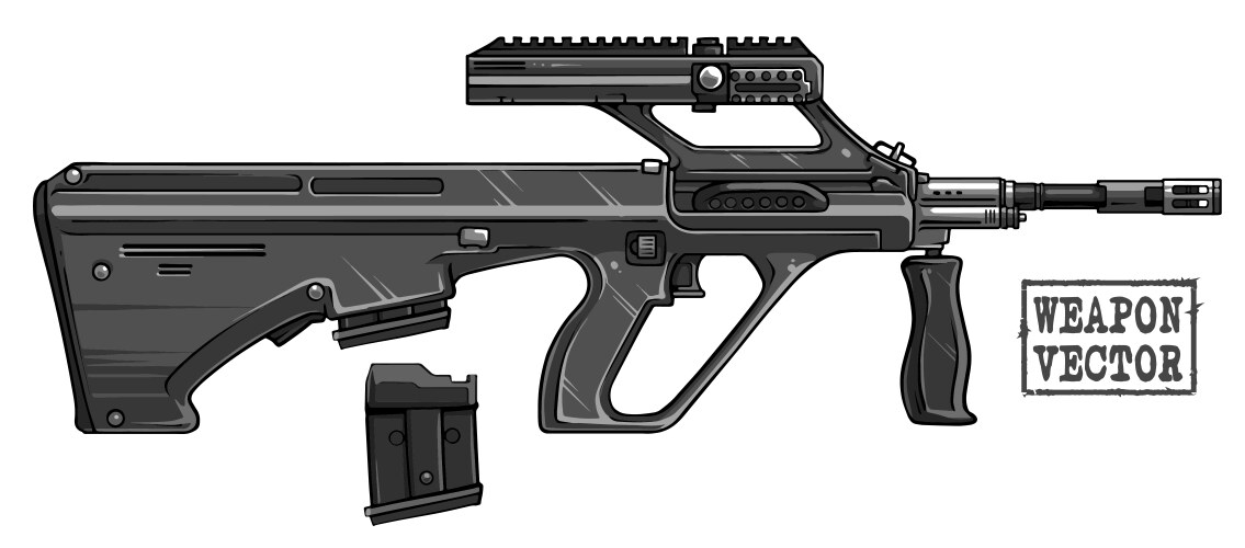 Assault rifle sticker Royalty Free Vector Image