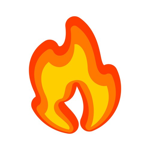 Red fire flat icon isolated on white background Vector Image