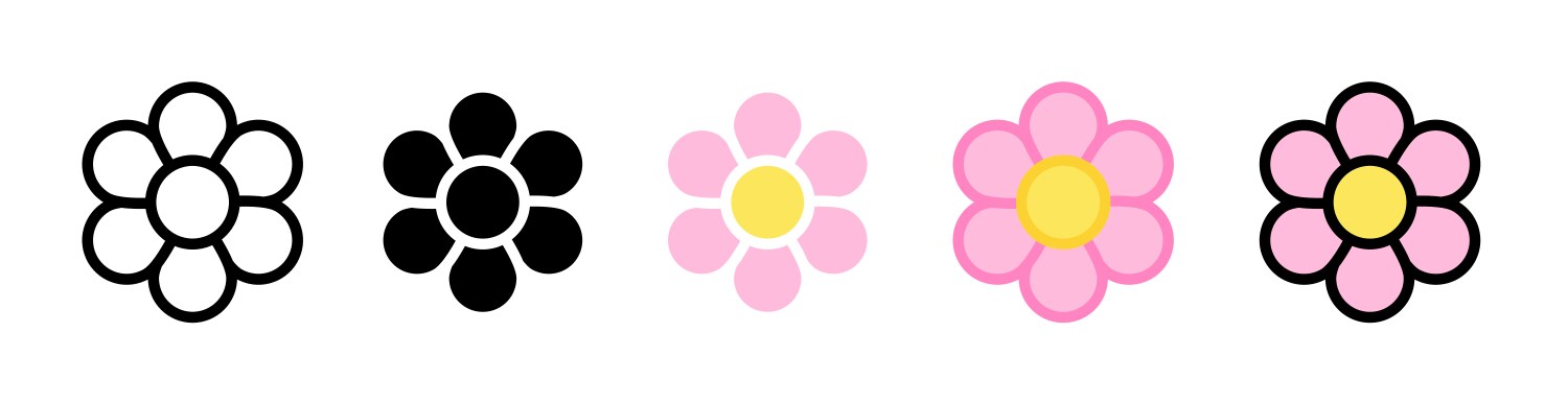Flowers icon set floral symbol spring bloom Vector Image
