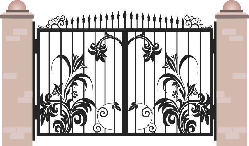 Palace fence with gate Royalty Free Vector Image