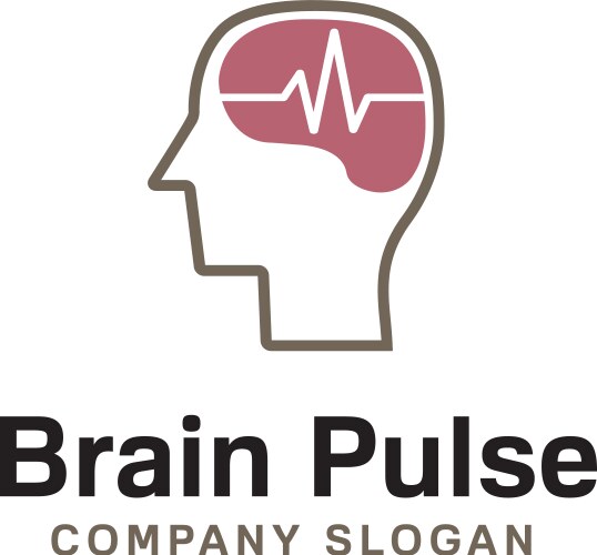 Brain with pulse symbol design isolated on white Vector Image