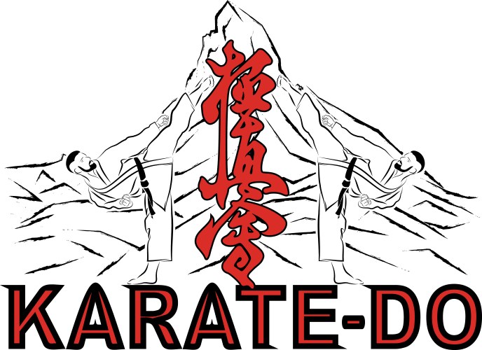 Hieroglyphs kyokushin karate red Royalty Free Vector Image