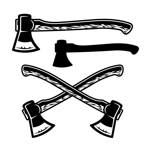 Set hatchets lumberjack axe design element Vector Image