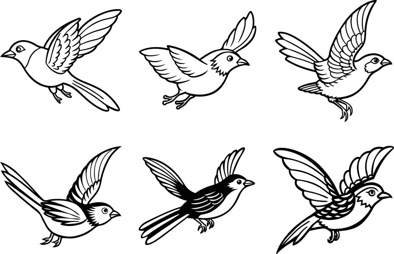 Flying Sparrow Outline