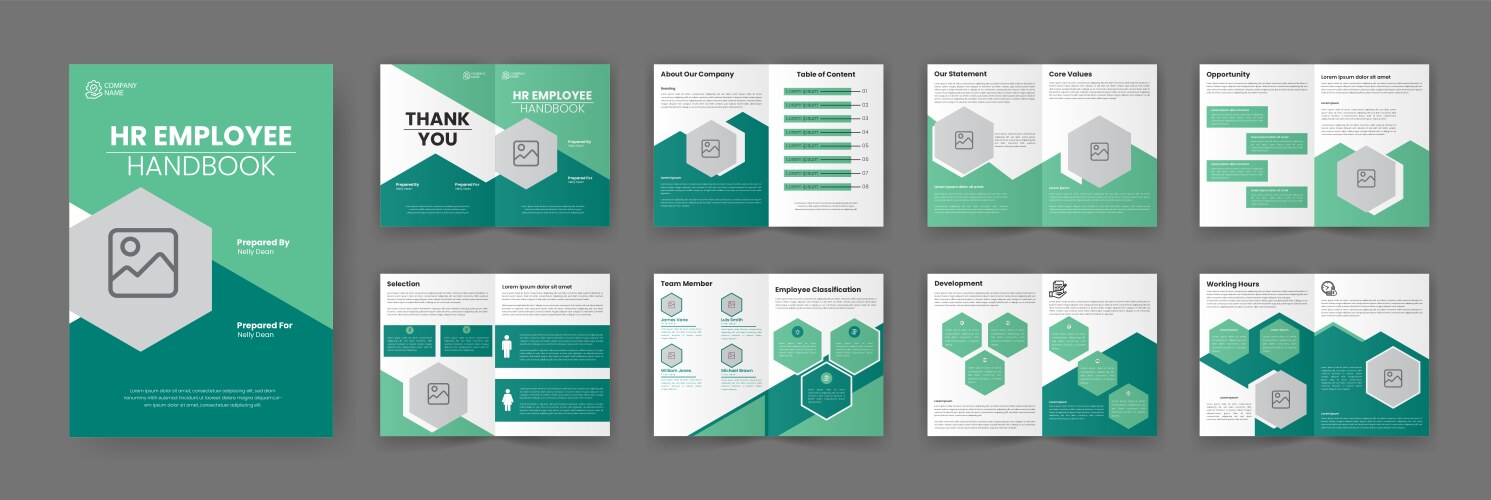 Hr employee handbook brochure template Royalty Free Vector
