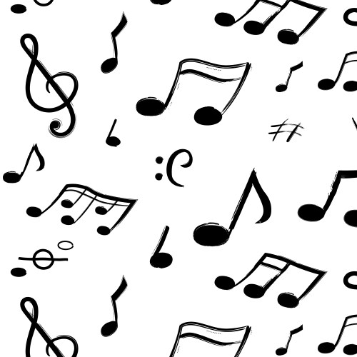 Hand drawn music notes seamless pattern design Vector Image