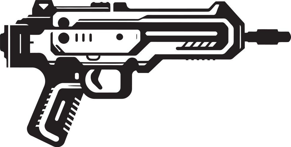 Galactic ray gun iconic emblem cybernetic blaster Vector Image