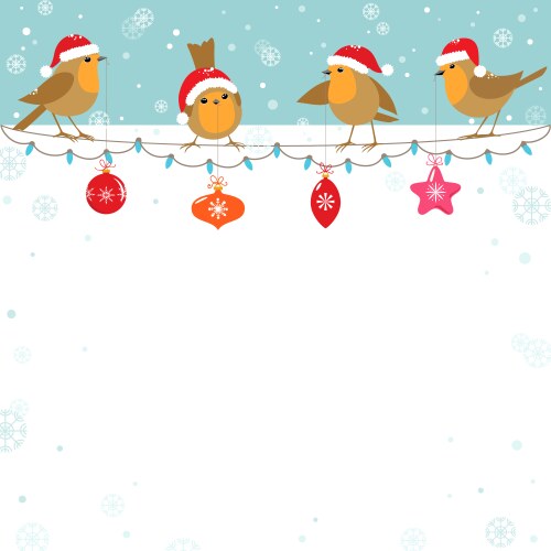 Winter background with funny birds Royalty Free Vector Image