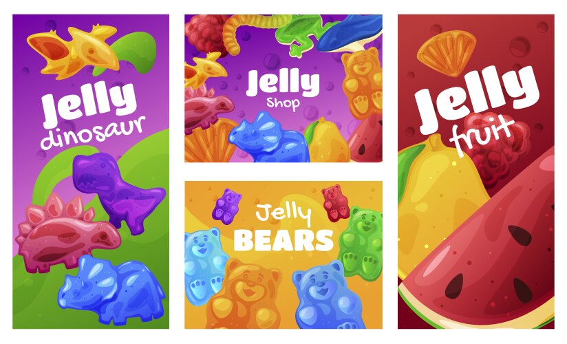 Chewy jelly poster set Royalty Free Vector Image