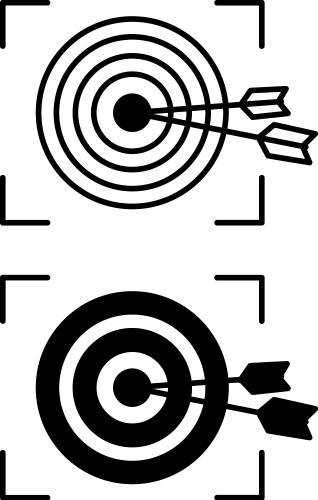 Achievable goals icons black and white Royalty Free Vector