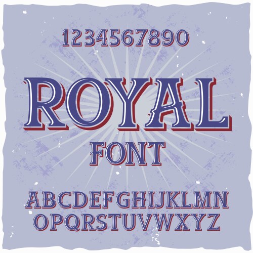 Royal layered alphabet colored 3d font isolated Vector Image