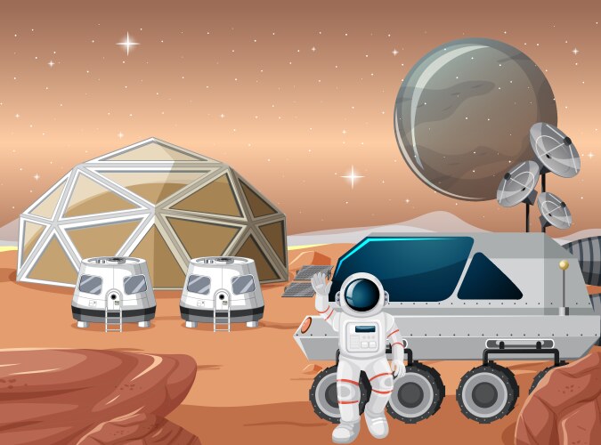 Future space station or starship cartoon Vector Image