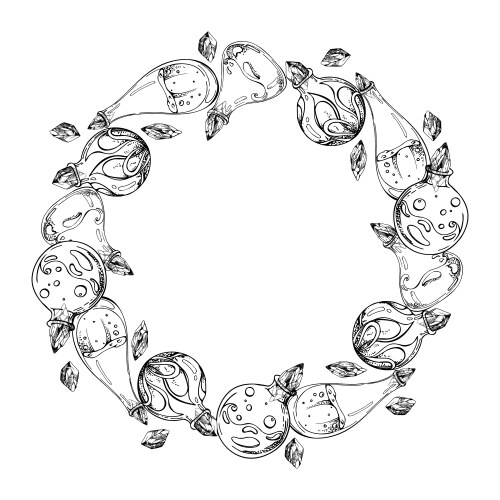 Hand drawn wreath frame with bottle balloon glass – Royalty-Free Vector ...