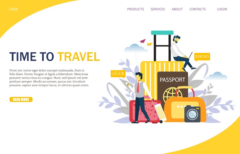Ticket booking website landing page design Vector Image