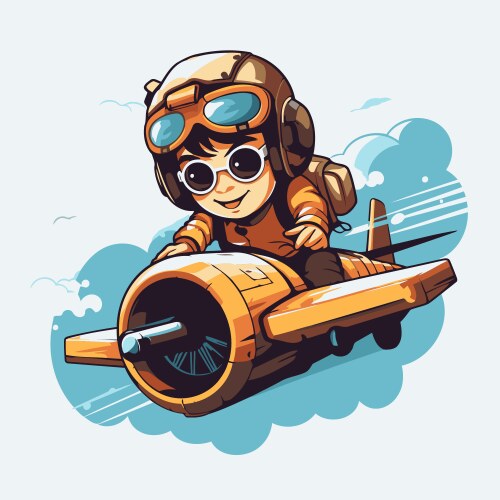Cute little pilot girl cartoon character Vector Image