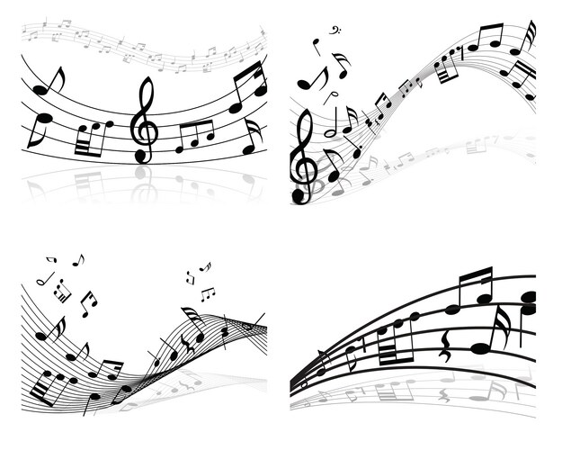 Sound wave with musical notation note sheet Vector Image