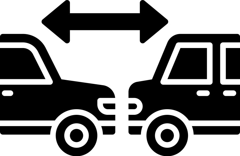 Range between car icon accident and safety Vector Image