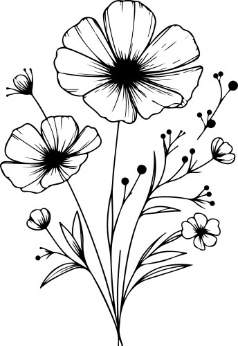 Flower line art Royalty Free Vector Image - VectorStock