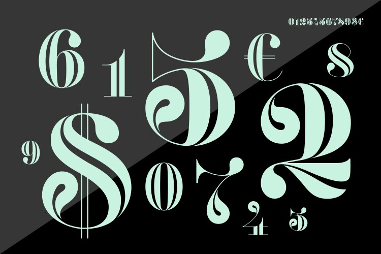 Font of numbers in classical french didot Vector Image