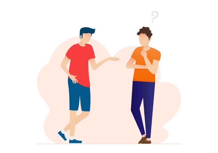 People asking questions to businesspeople Vector Image