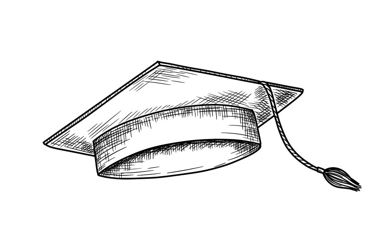 Graduate hat sketch set hand drawn university cap Vector Image