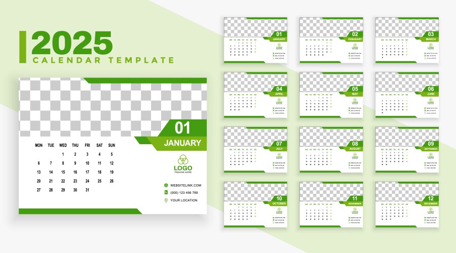 Abstract 2025 new year calendar template Vector Image