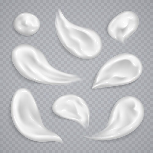 White cream smears collection isolated Royalty Free Vector