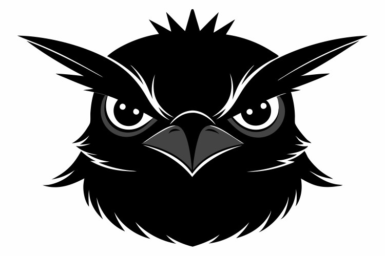 Cuckoo face black silhouette Royalty Free Vector Image