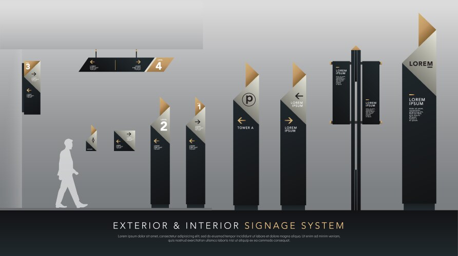 Exterior and interior signage system direction Vector Image