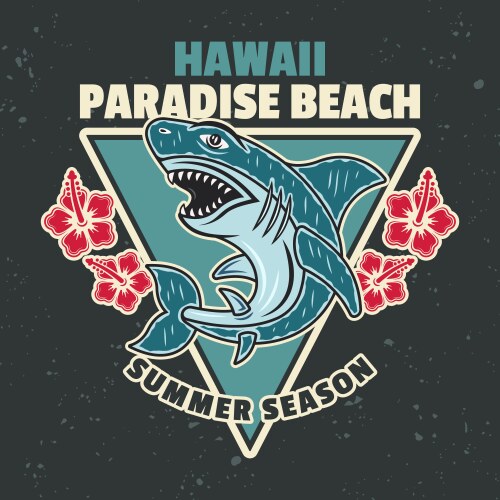 Hawaii paradise beach vintage emblem label Vector Image