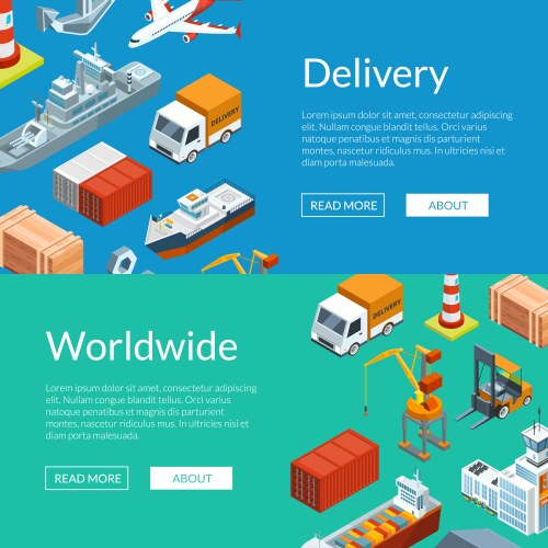 Logistics isometric set Royalty Free Vector Image