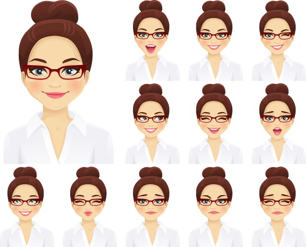 Woman expressions set Royalty Free Vector Image