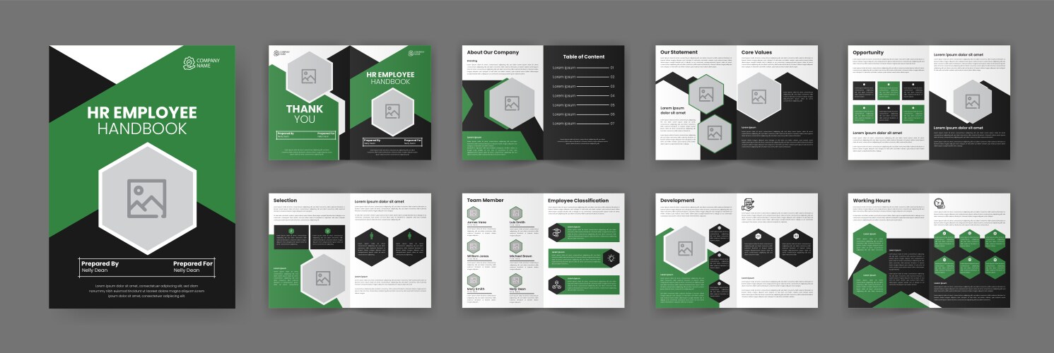 Hr employee handbook brochure template Royalty Free Vector
