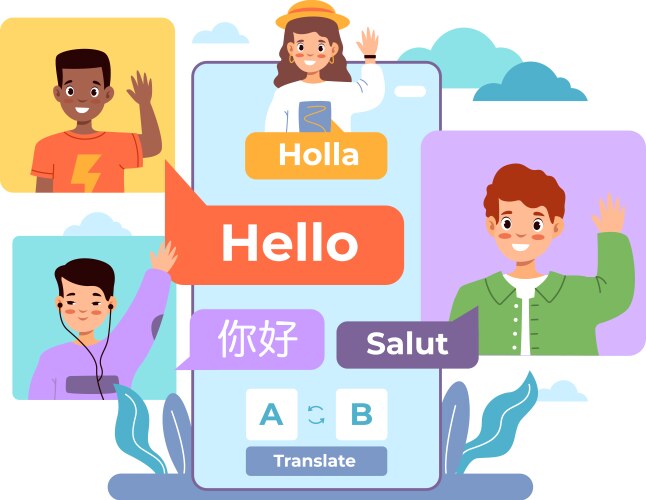 App translate language 10 Royalty Free Vector Image