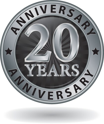 Celebrating 20th anniversary gold banner Vector Image